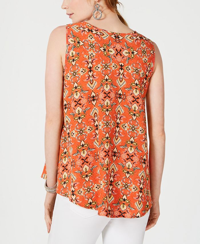 Style & Co Printed High-Low Swing Top, Created for Macy's - Macy's