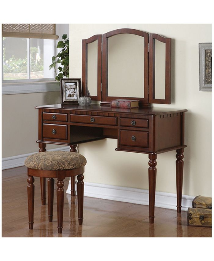 Benzara Commodious Vanity Set Featuring Stool And Mirror - Macy's