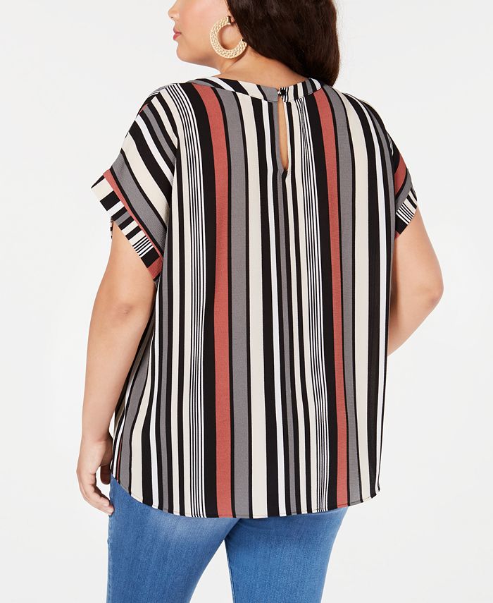 Monteau Trendy Plus Size Striped Top - Macy's