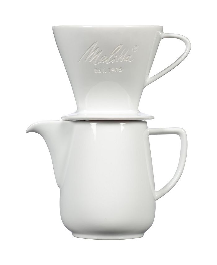 Melitta 64123 Porcelain Pour-Over Carafe Set with Cone Brewer and ...