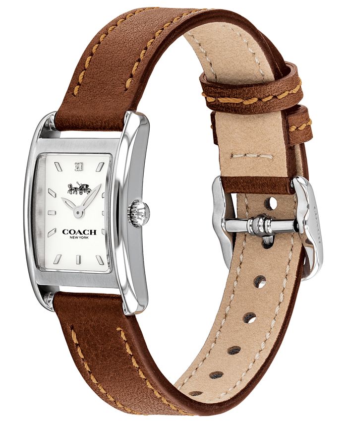 COACH Women's Allie Brown Leather Strap Watch 19x22mm - Macy's