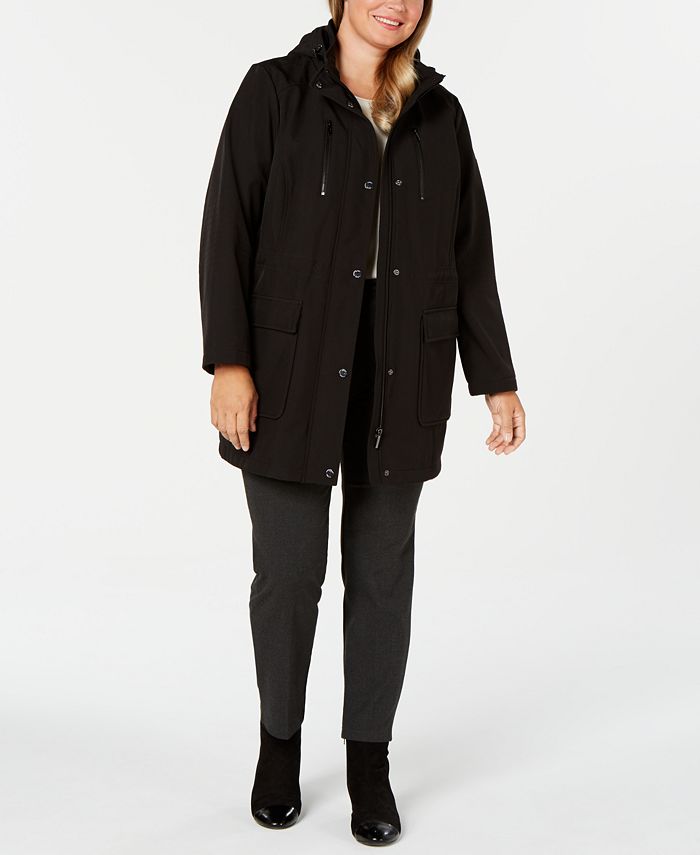 DKNY Plus Size Hooded Water Resistant Anorak Coat - Macy's