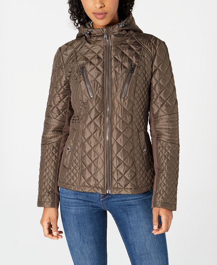 Sebby Juniors' Hooded Quilted Coat - Macy's