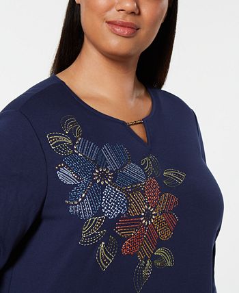 Alfred Dunner Plus Size Lake Tahoe Embellished Top - Macy's