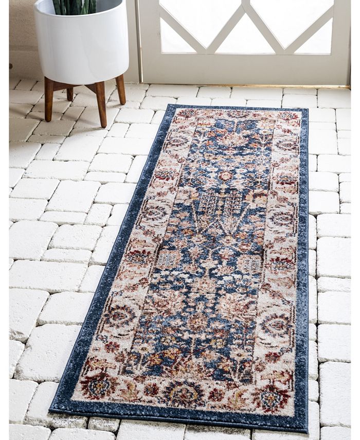 Bayshore Home Shangri Shg2 Navy Blue 2' 7" x 10' Runner Area Rug - Macy's