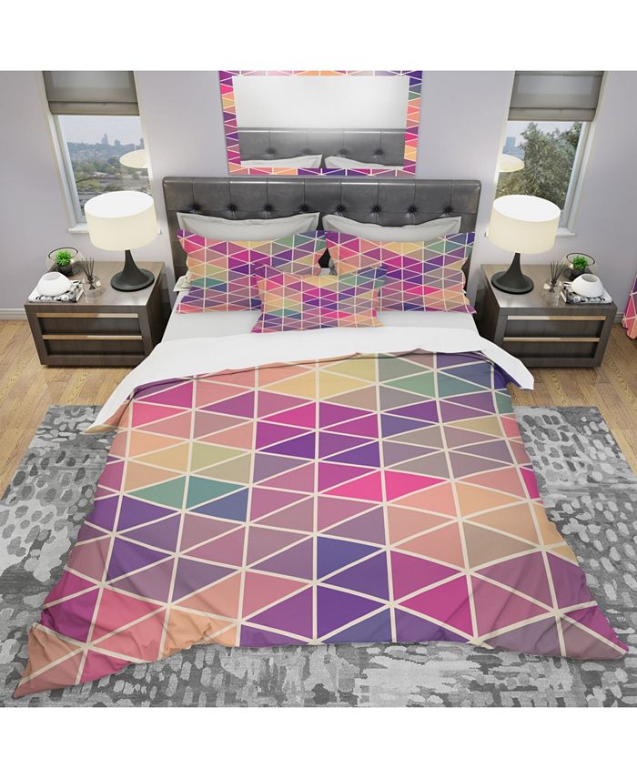 Design Art Designart 'Retro Pattern Of Geometric Shapes' Modern Duvet ...