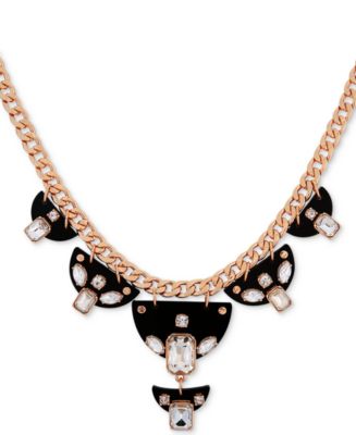 GUESS Gold-Tone Crystal & Lucite Statement Necklace, 16" + 2" extender ...