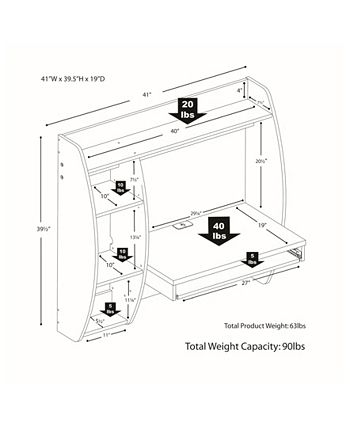 Prepac Floating Desk with Storage and Keyboard Tray - Macy's