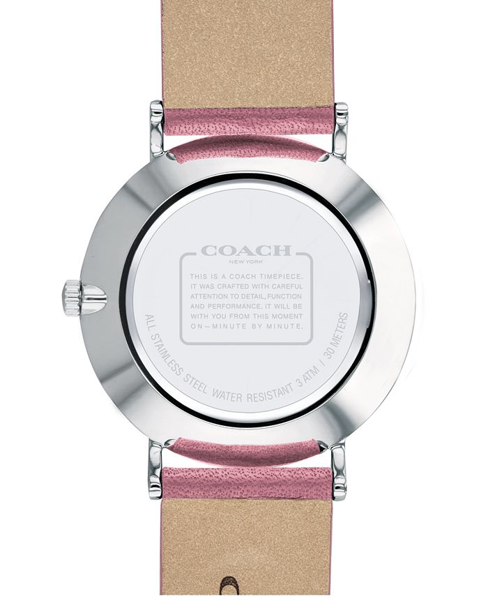 COACH Women's Perry Blossom Leather Strap Watch 36mm, Created for Macy ...