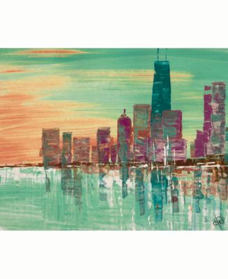 Creative Gallery Chicago Evening Abstract Cityscape Portrait Metal Wall ...