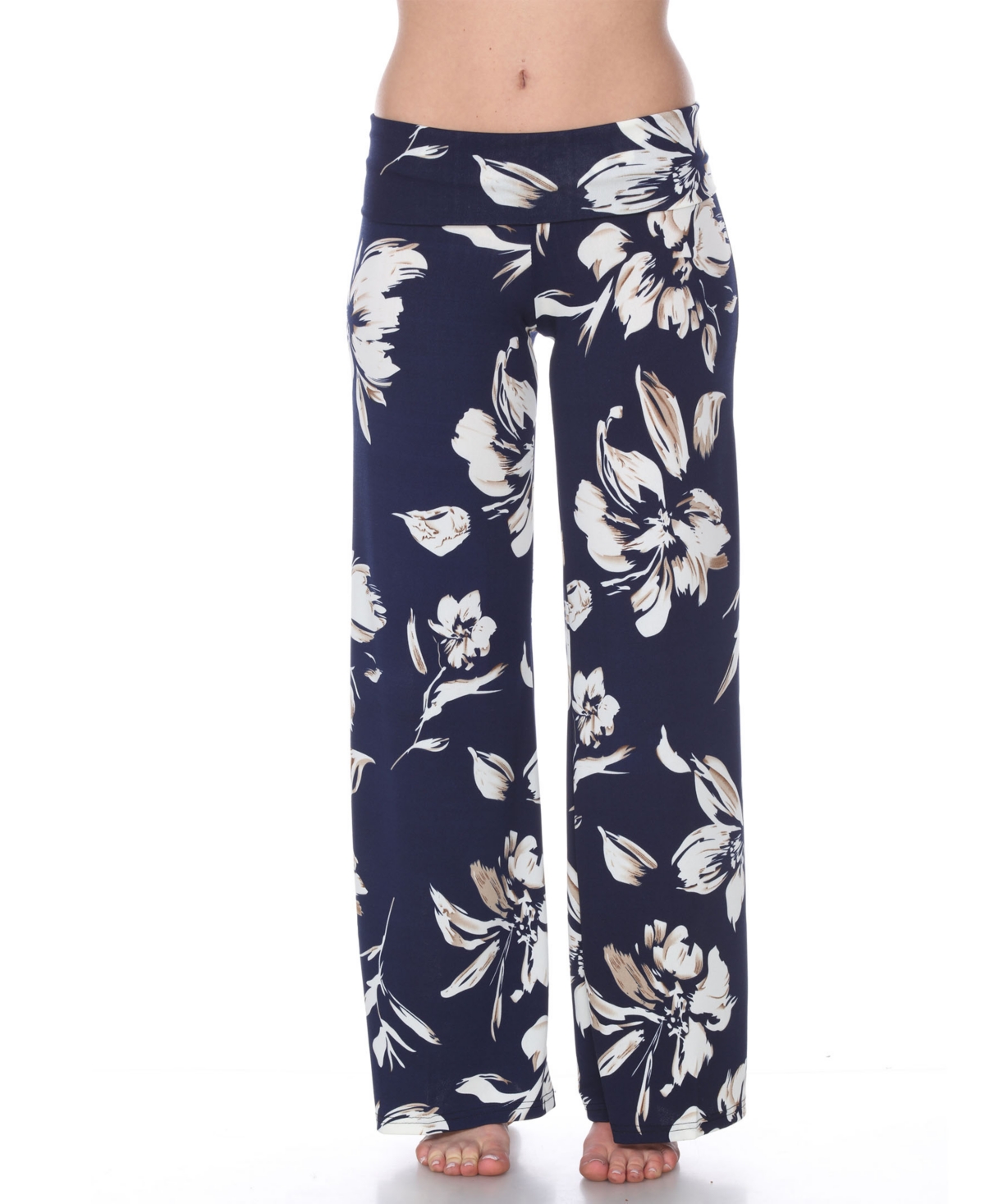 Click here for White Mark Flower Print Palazzo Pants - Navy prices