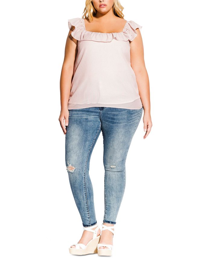 City Chic Trendy Plus Size Ruffled Top - Macy's