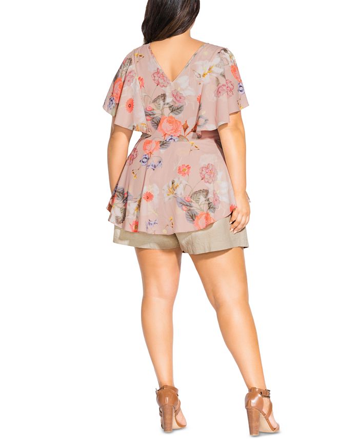 City Chic Trendy Plus Size Floral-Print High-Low Top - Macy's