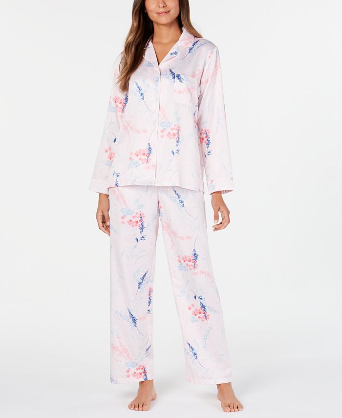 Miss Elaine Brushed Back Satin Pajama Set Macys