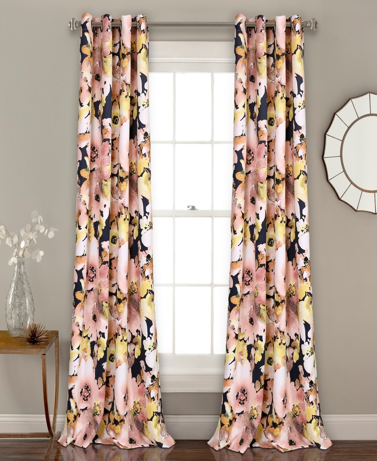 Click here for Floral Watercolor Room Darkening 84x52 Window Pane... prices