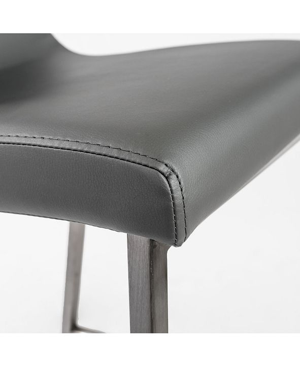 Euro Style Scott Counter Stool in Grey and Brushed Stainless Steel, Set ...