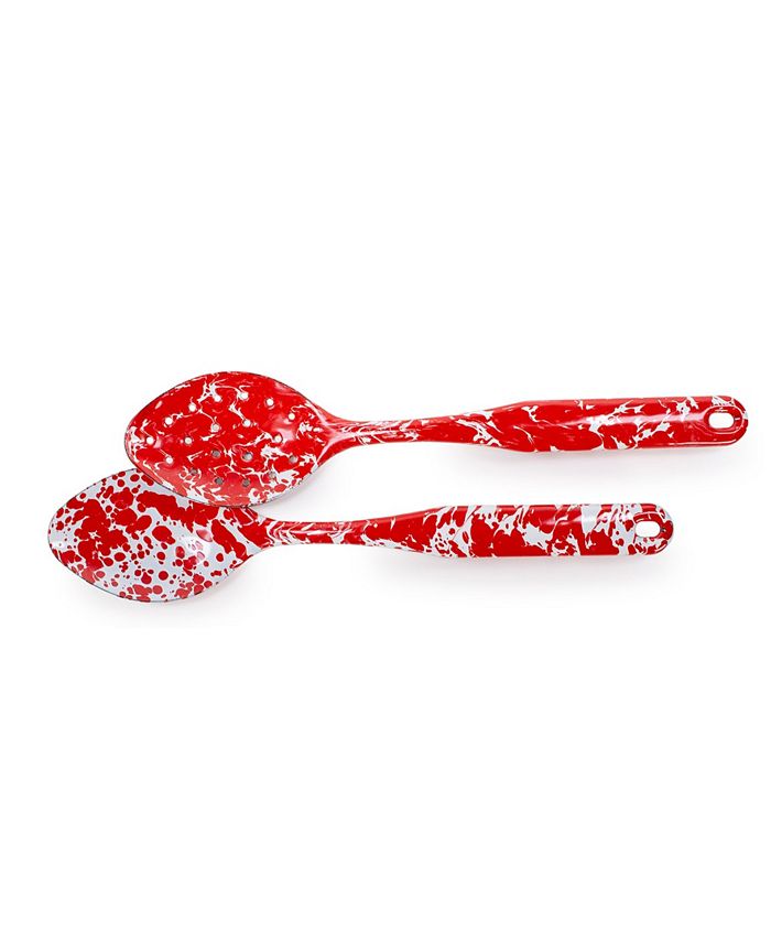 Golden Rabbit Red Swirl Enamelware Collection 2 Piece Spoon Set - Macy's