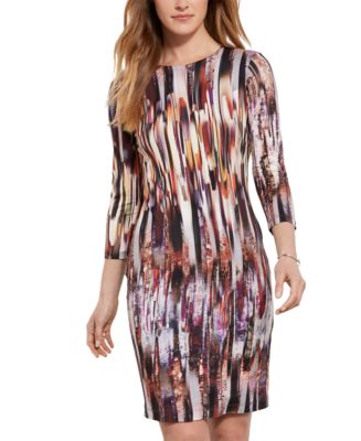 Karen Kane 3/4-Sleeve Printed Sheath Dress - Macy's