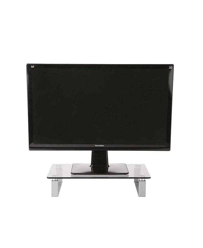 Mind Reader Glass Monitor Stand Riser For Computer, Laptop, Desk, Imac ...