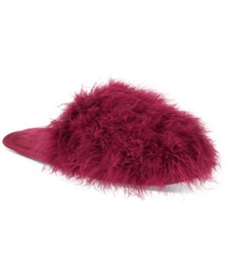 INC Faux-Marabou Slide Slippers, Created for Macy's - Macy's