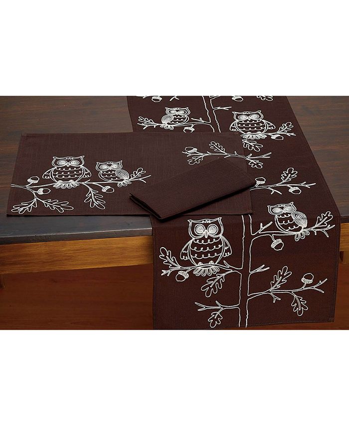 Design Imports Table Runner Embroidered Owls - Macy's