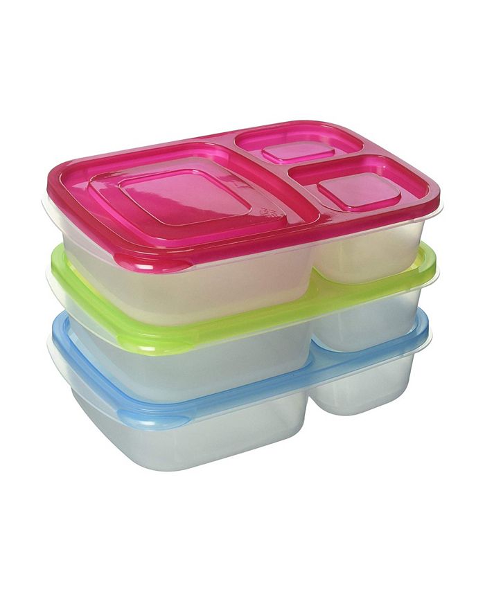 California Home Goods 3 Compartment Reusable Food Storage Containers ...
