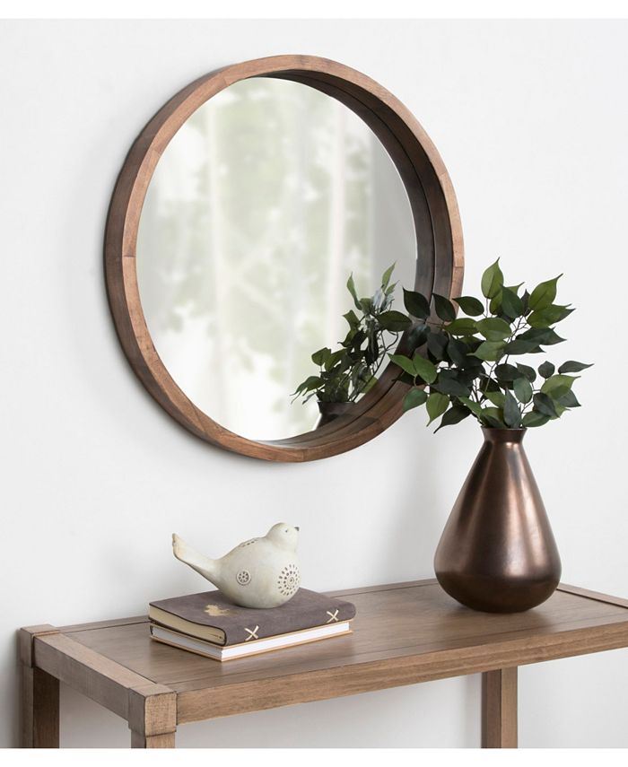 Kate and Laurel Hutton Round Wood Wall Mirror - 22" D - Macy's