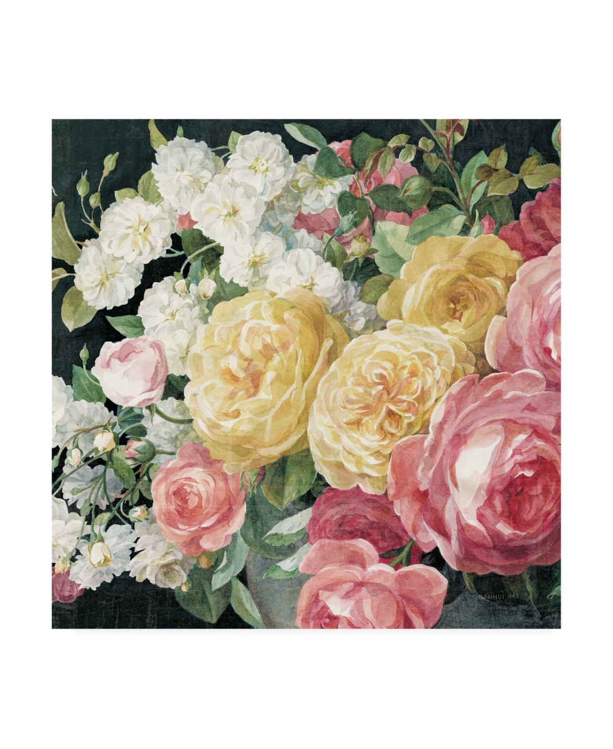 Click here for Danhui Nai Antique Roses on Black Crop Canvas Art... prices