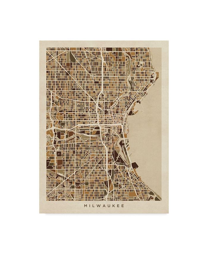 Trademark Global Michael Tompsett Milwaukee Wisconsin City Map Brown ...