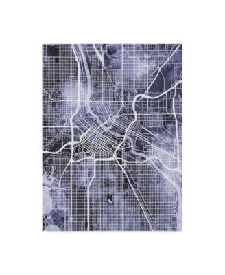Michael Tompsett Minneapolis Minnesota City Map Blue Canvas Art - 15" x ...
