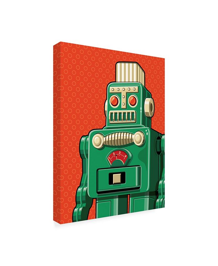 Trademark Global Ron Magnes Vintage Green Robot Canvas Art - 27" x 33.5 ...