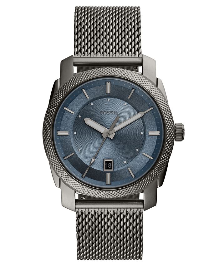 Fossil Men's Machine Smoke Stainless Steel Mesh Bracelet Watch 42mm ...