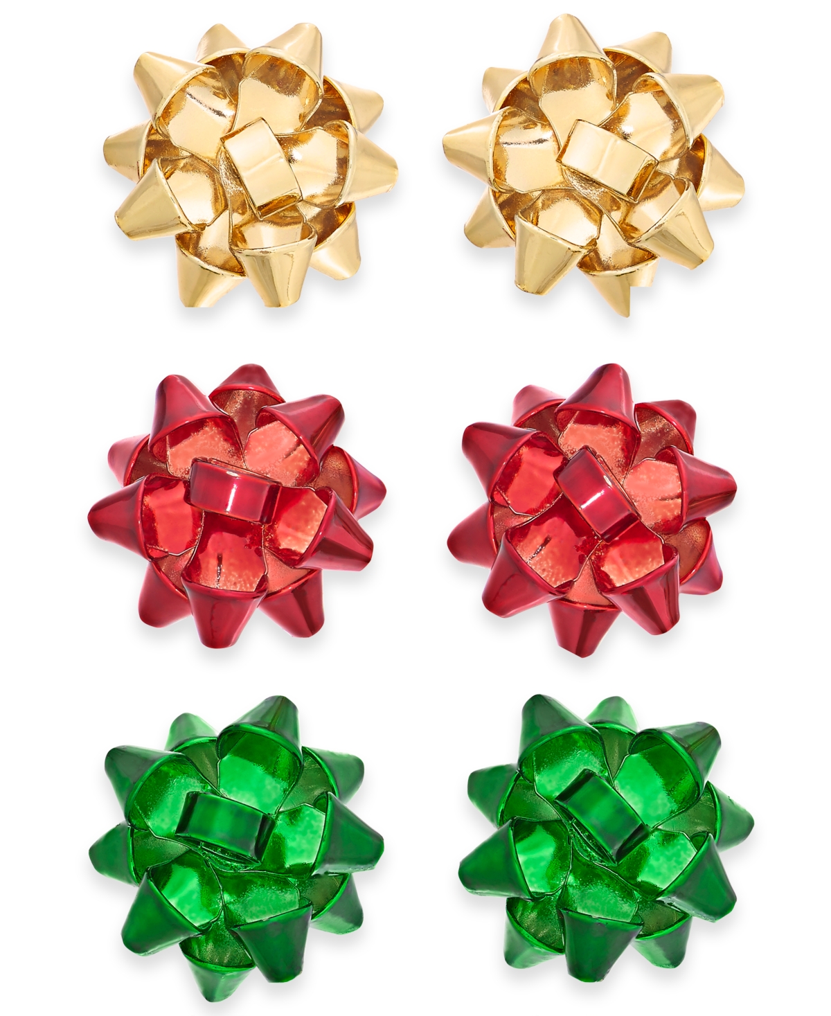Click here for Holiday Lane Multi-Tone 3-Pc. Set Bow Stud Earring... prices