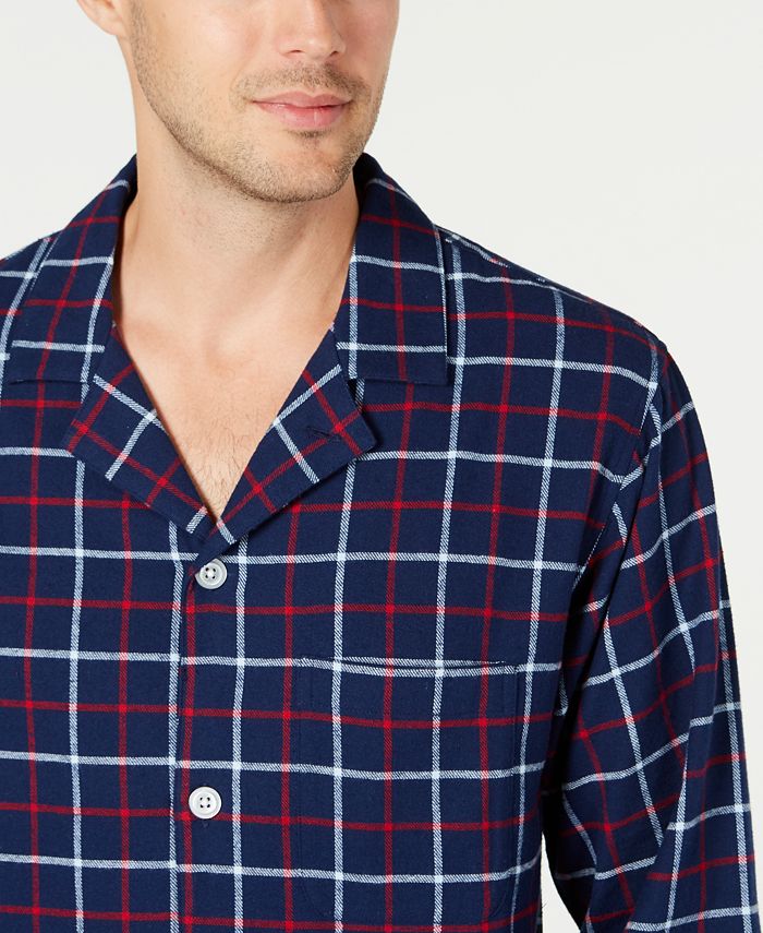 Club Room Men's Navy Plaid Flannel Pajamas, Created for Macy's - Macy's