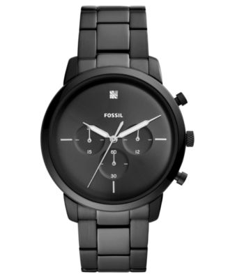 Fossil Men's Chronograph Neutra Diamond-Accent Black Stainless Steel ...