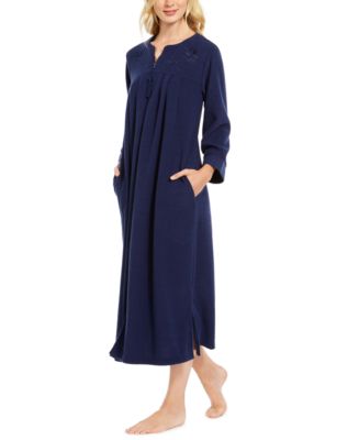 Miss Elaine Brushed Back Terry Long Zipper Robe - Macy's