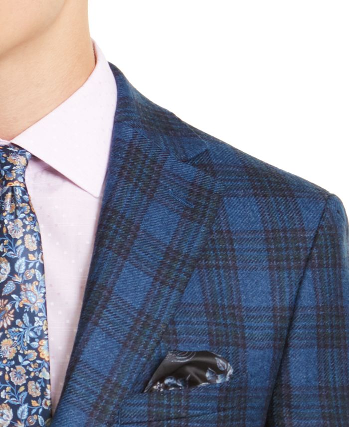 Tallia Men's Slim-Fit Blue Plaid Sport Coat - Macy's
