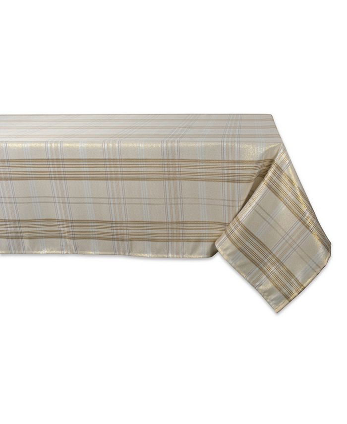 Design Imports Metallic Plaid Tablecloth - Macy's