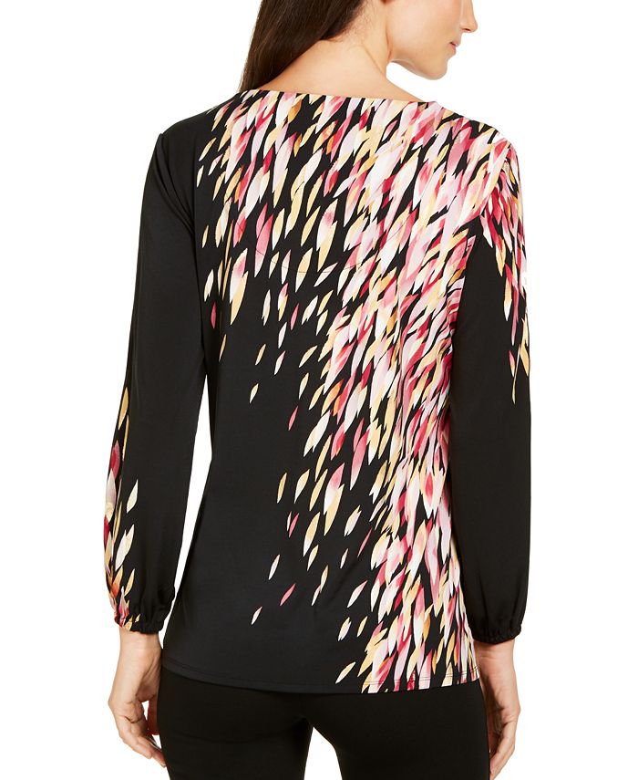 JM Collection Printed Slit-Sleeve Top, Created for Macy's - Macy's