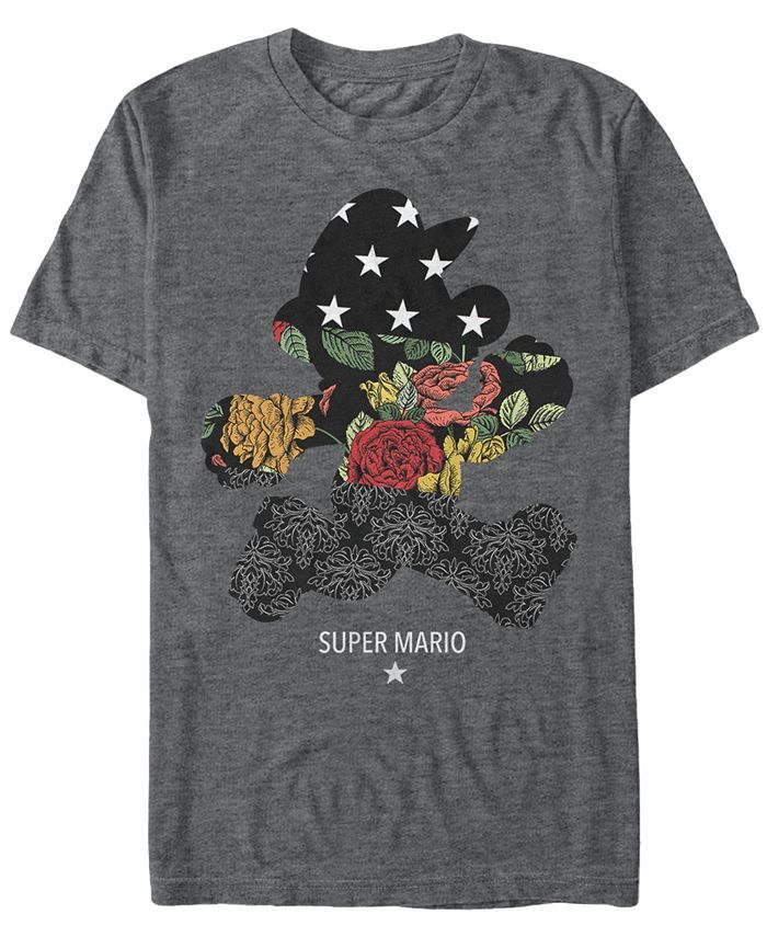 Fifth Sun Nintendo Men's Super Mario Floral Outline Mario Short Sleeve ...