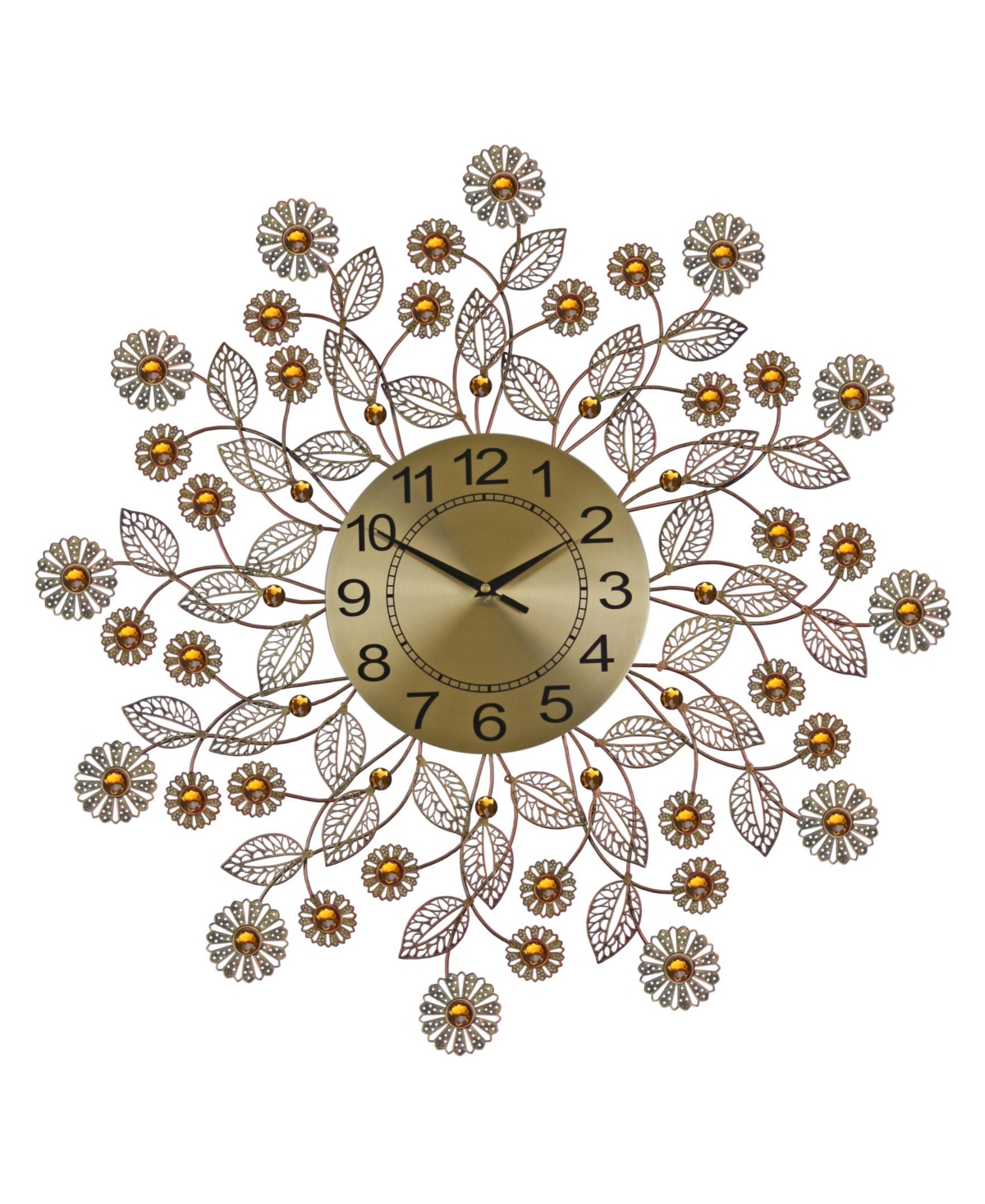 Click here for Three Star Flowers Wall Clock - Gold prices