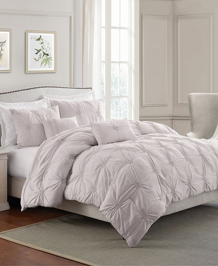 Cathay Home Inc. Floral Pintuck Full/Queen Comforter Set - Macy's