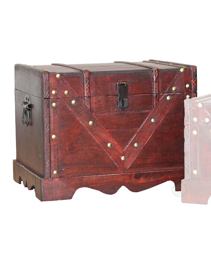 Vintiquewise Large Wooden Treasure Box, Old Style Decorative Treasure ...