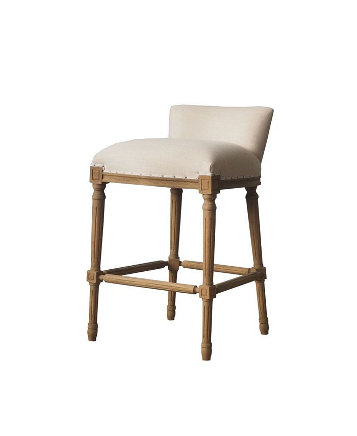 Burnham Home Designs Francesca Stool Wooden Barstool with Linen Seat ...