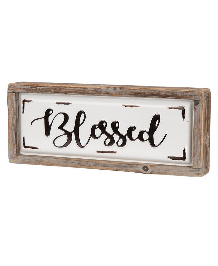 Glitzhome S/2 Wooden/Enameled Metal Gather Blessed Table/Wall Sign - Macy's
