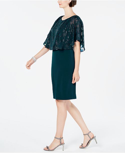 Connected Metallic Chiffon-Cape Dress & Reviews - Dresses - Women - Macy's