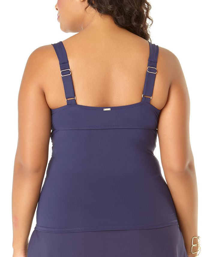 Anne Cole Plus Size Twist-Front Underwire Tankini Top - Macy's