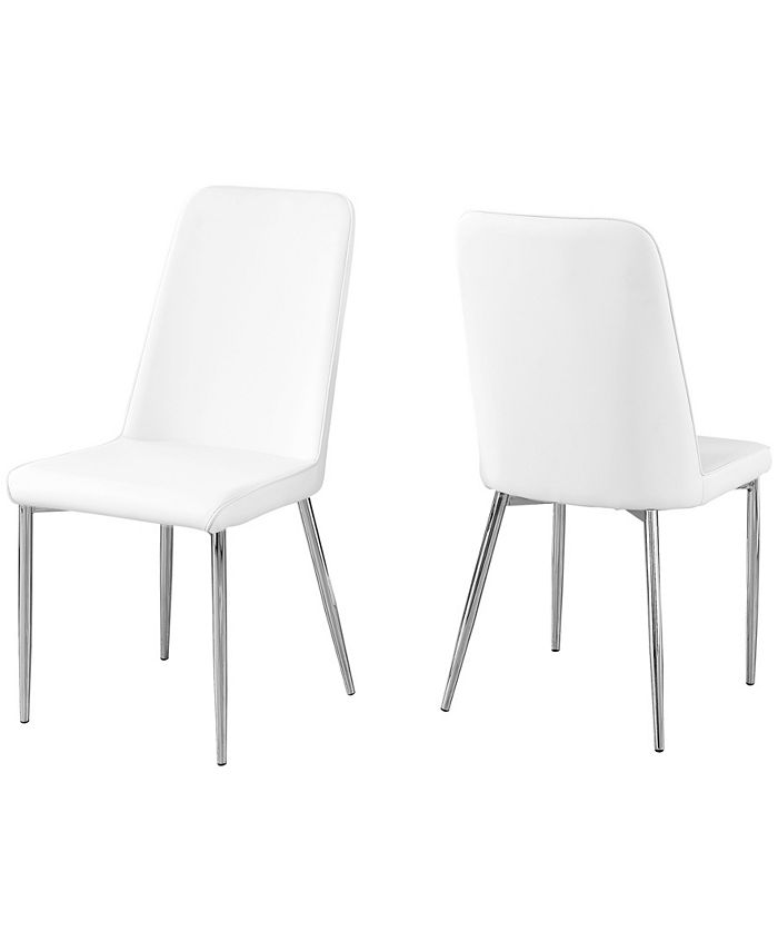 Monarch Specialties Chrome Metal Leather Look 2 Piece Dining Chair Set