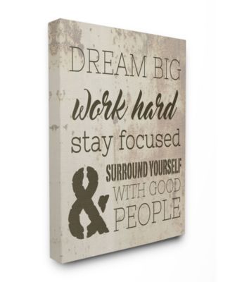 Stupell Industries Dream Big Work Hard Canvas Wall Art, 30" x 40" - Macy's