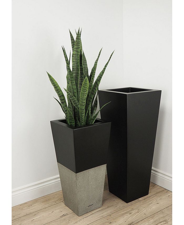 Le Present Lux Betona Fiberglass Planter Tapered 28" - Macy's